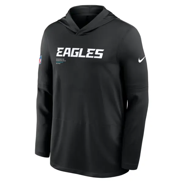 Nike Philadelphia Eagles Sideline Dri-fit Nfl Long-sleeve Hooded Top - Black