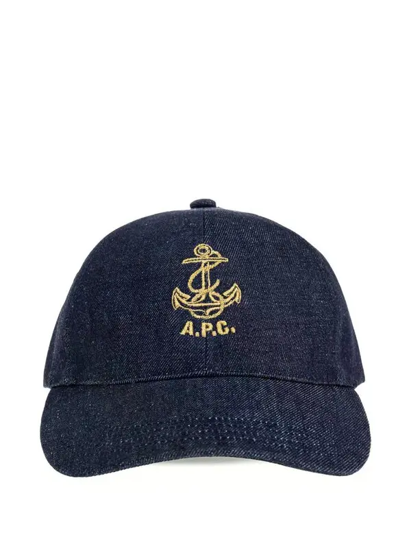 A.p.c. Anchor-embroidered Cap - Blue