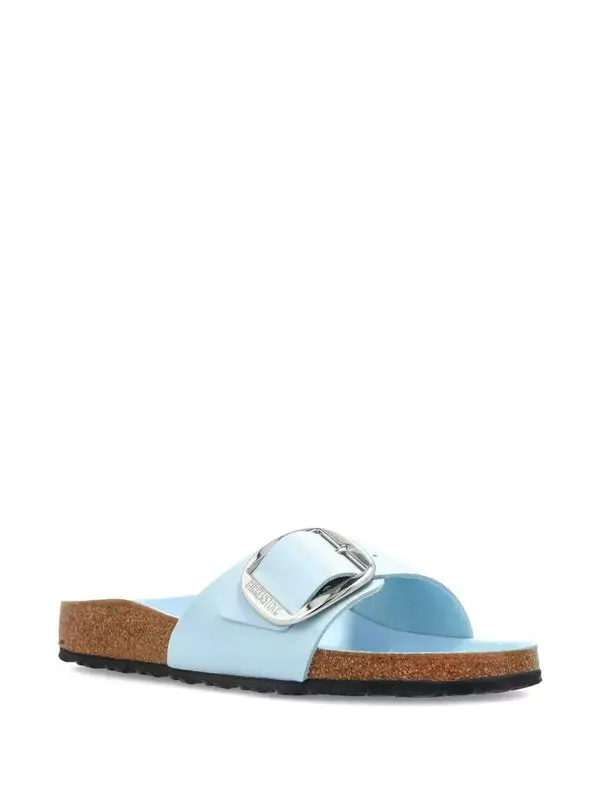 BIRKENSTOCK Buckle Patent Leather Flat Sandals - Blue