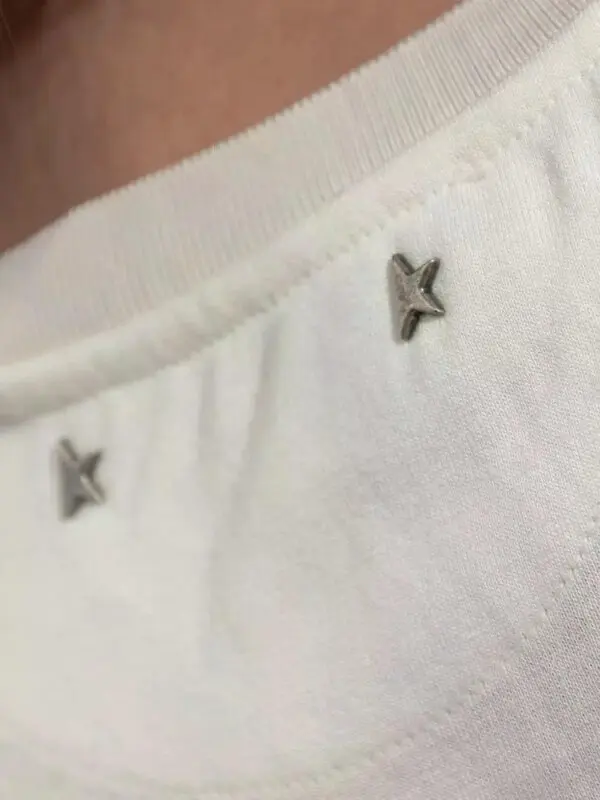 GOLDEN GOOSE Printed T-shirt With Star Embellishments - Neutrals