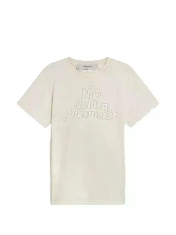 GOLDEN GOOSE Printed T-shirt With Star Embellishments - Neutrals