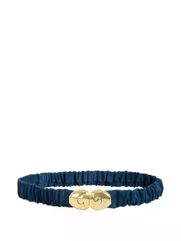 Isolda Caju Gathered Gold-buckle Belt - Blue