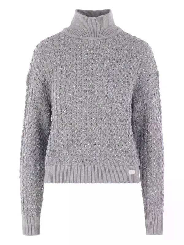 Elisabetta Franchi Sequin-embellished High-neck Sweater - Grey