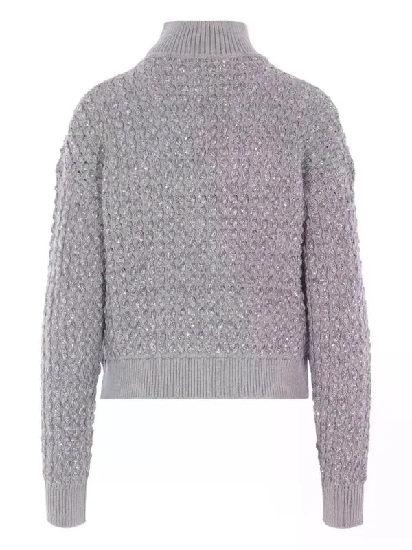 Elisabetta Franchi Sequin-embellished High-neck Sweater - Grey