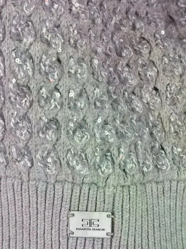 Elisabetta Franchi Sequin-embellished High-neck Sweater - Grey