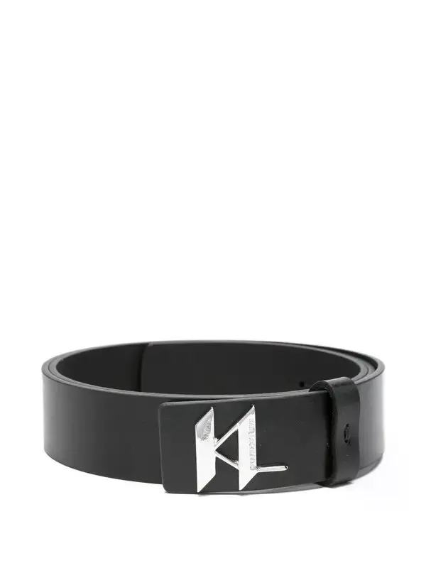 Karl Lagerfeld Logo-plaque Leather Belt - Black