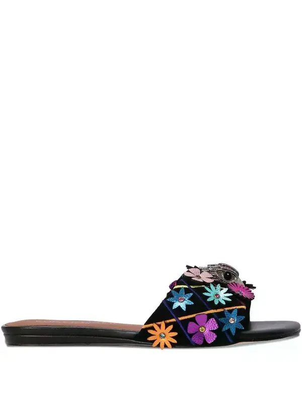 Kurt Geiger Flower-embellished Flat Sandals - Black
