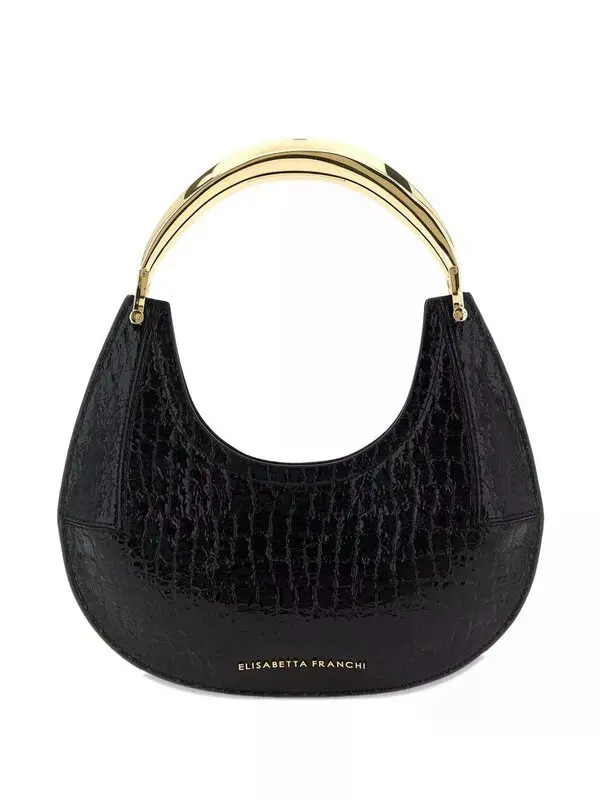 Elisabetta Franchi Crocodile-print Half-moon Shoulder Bag
