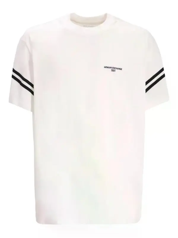 Armani Exchange Stripe-detail Cotton T-shirt - White
