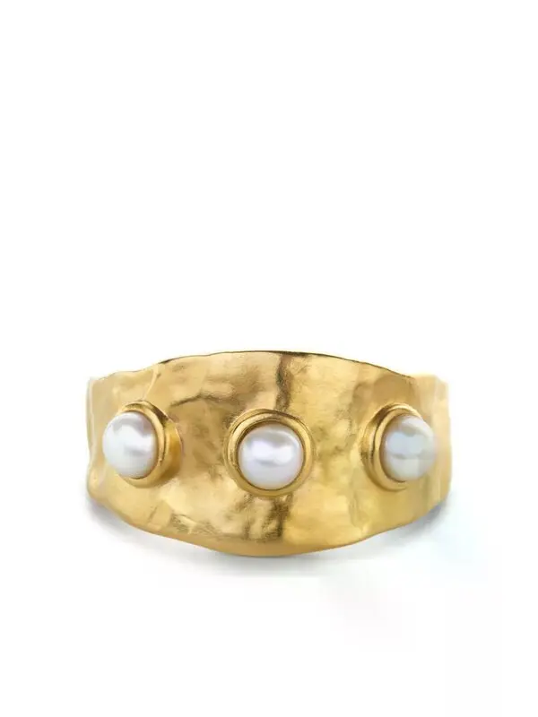Monica Vinader Capri Hammered Triple-pearl Ring - Gold