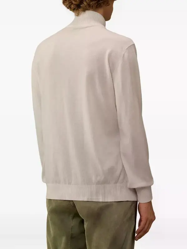C.P. COMPANY Half-zip High Neck Sweater With Lens Pocket - White