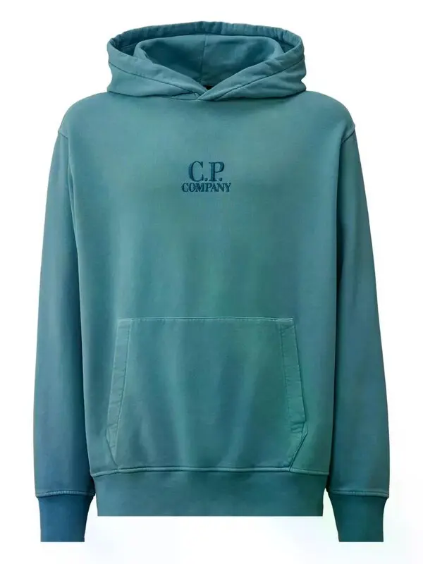 C.P. COMPANY Embroidered Logo Hoodie - Blue