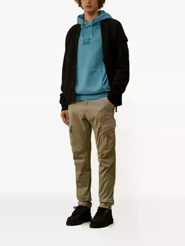 C.P. COMPANY Embroidered Logo Hoodie - Blue