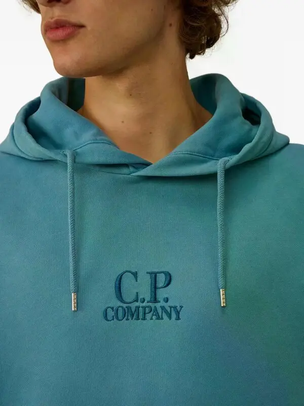 C.P. COMPANY Embroidered Logo Hoodie - Blue