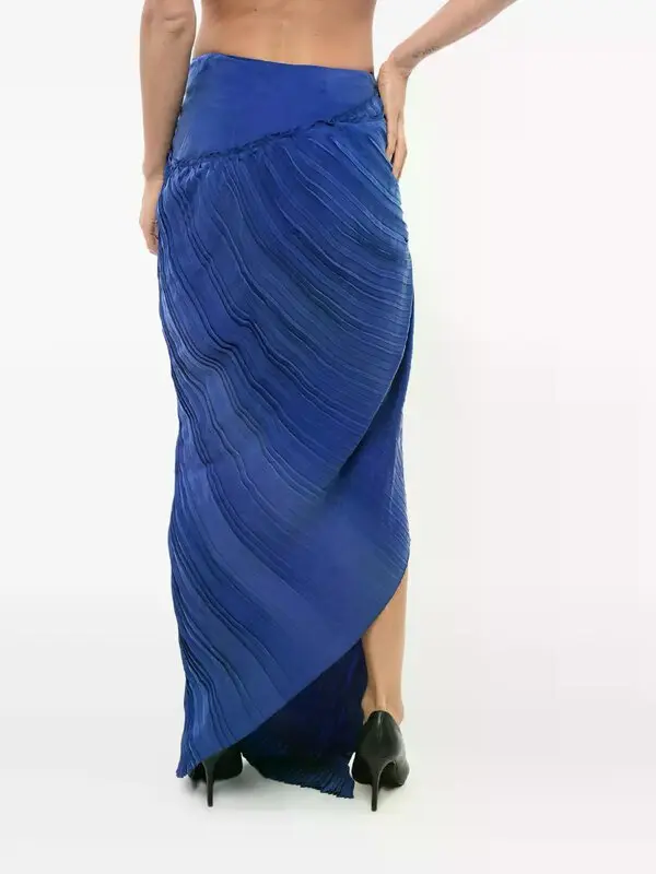 Balmain Pleated Asymmetric Maxi Skirt