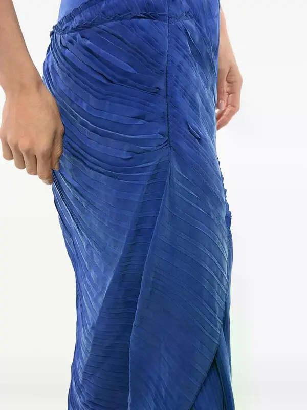 Balmain Pleated Asymmetric Maxi Skirt