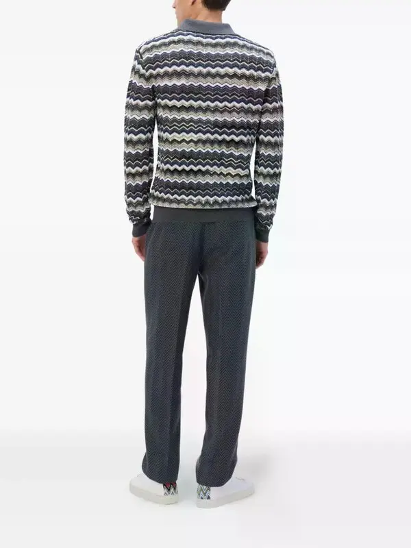 Missoni Chevron-pattern Polo Shirt - Grey