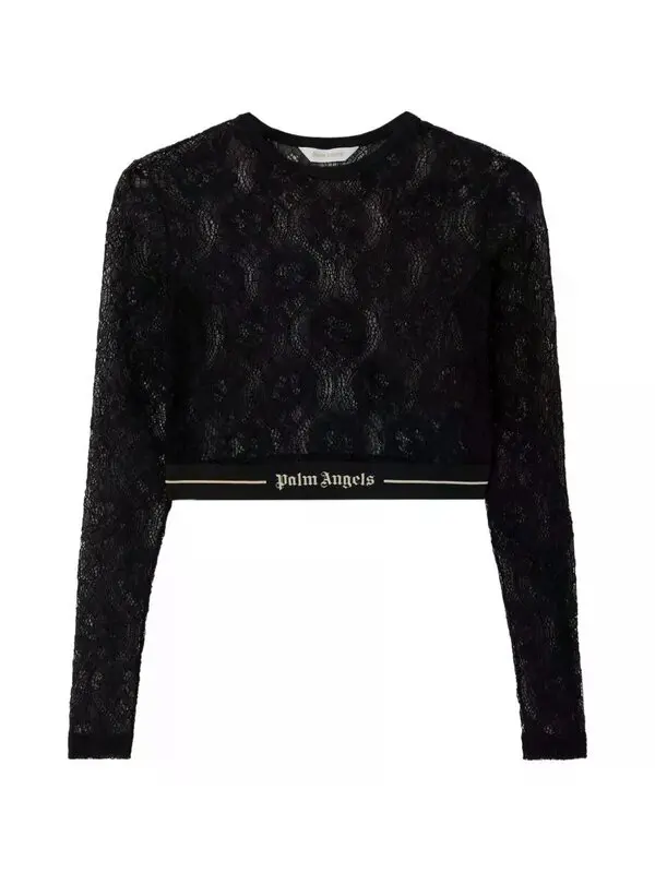 Palm Angels Lace Panel Long-sleeve Top - Black
