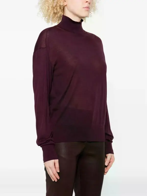 Another Tomorrow Turtleneck Wool Sweater - Purple