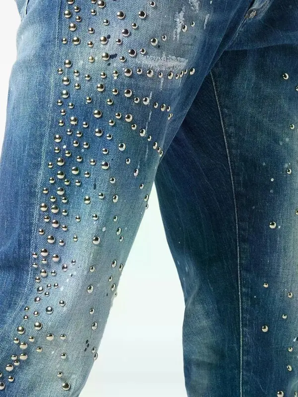 Philipp Plein Studded Distressed Jeans - Blue