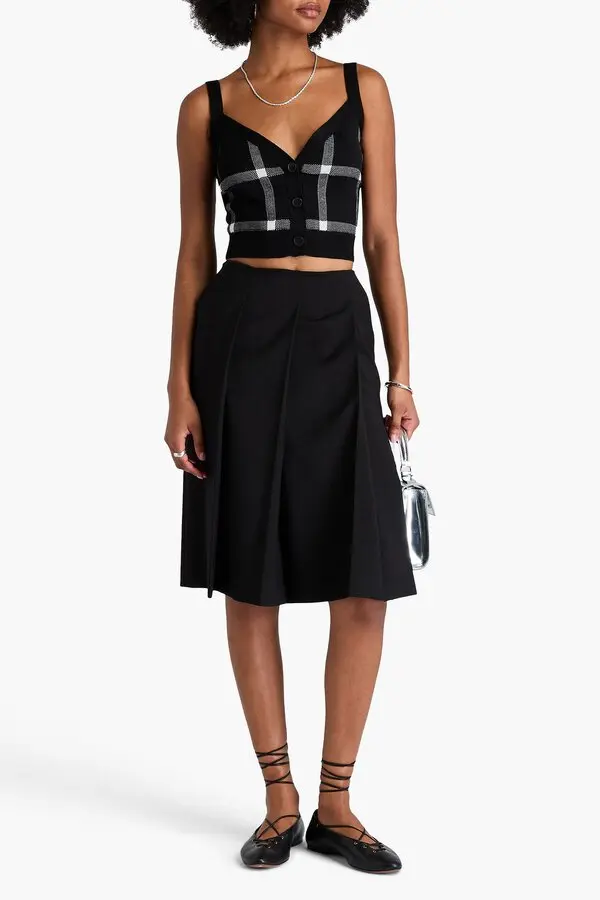 Carolina Herrera Cropped Checked Wool-blend Top