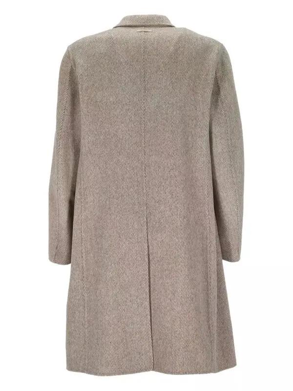 LARDINI Herringbone Three-button Coat - Brown