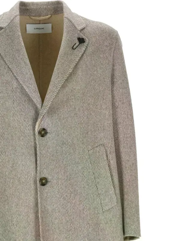 LARDINI Herringbone Three-button Coat - Brown