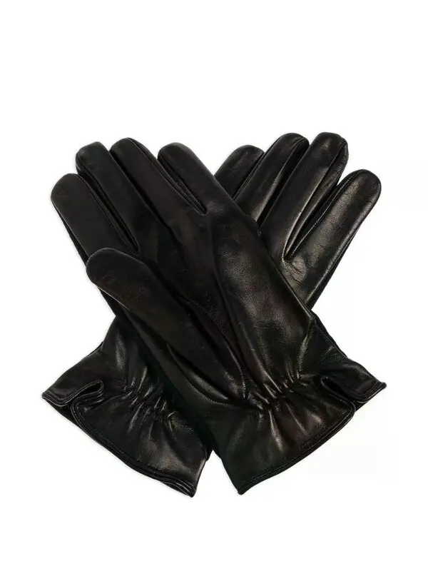 Emporio Armani Leather-trimmed Wool Gloves - Black