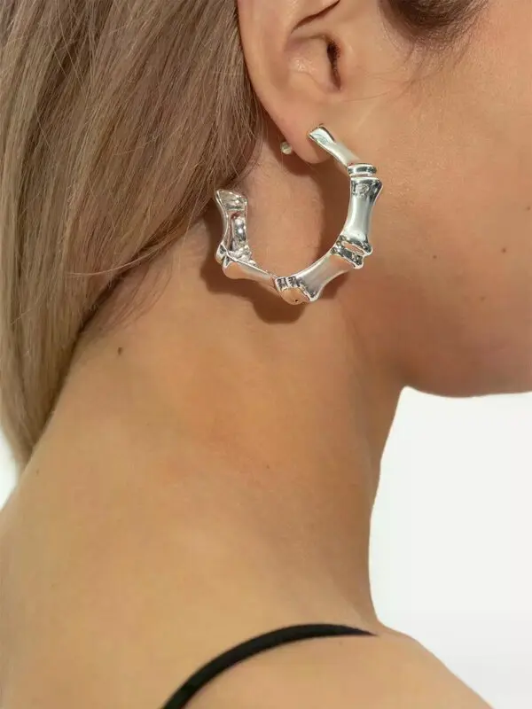 Cult Gaia Bamboo Hoop Earrings - Silver