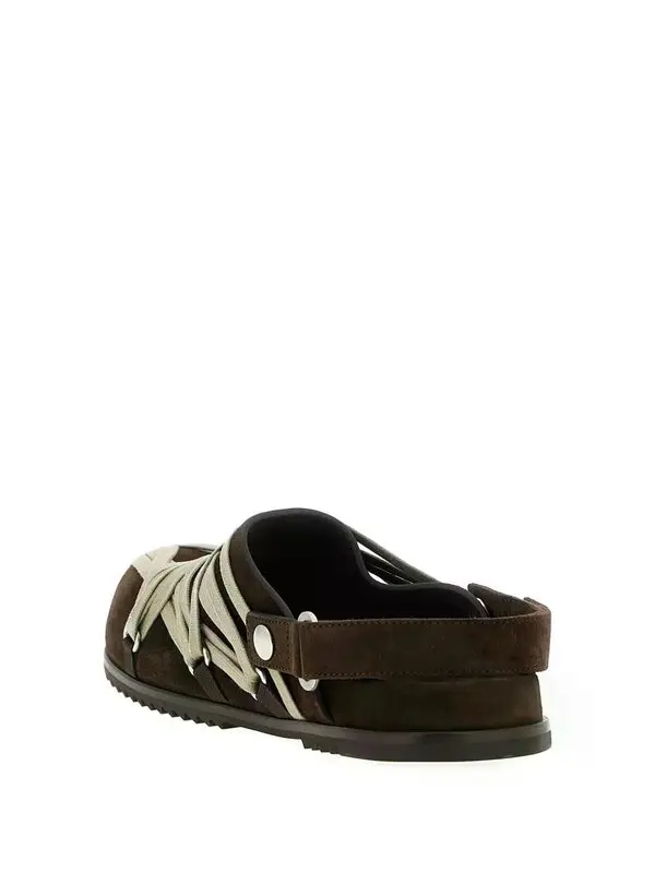 Rick Owens Megalace Lace-up Mules - Brown