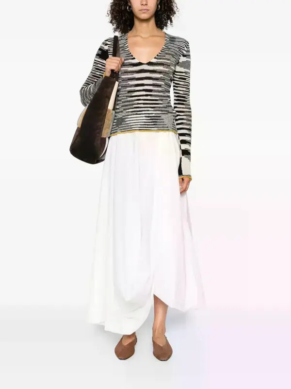 Missoni Striped V-neck Sweater - Black