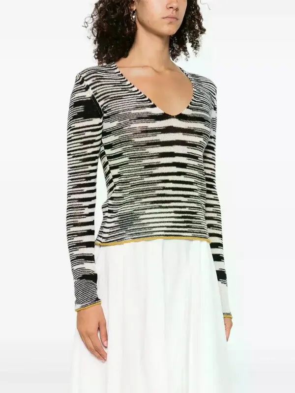 Missoni Striped V-neck Sweater - Black