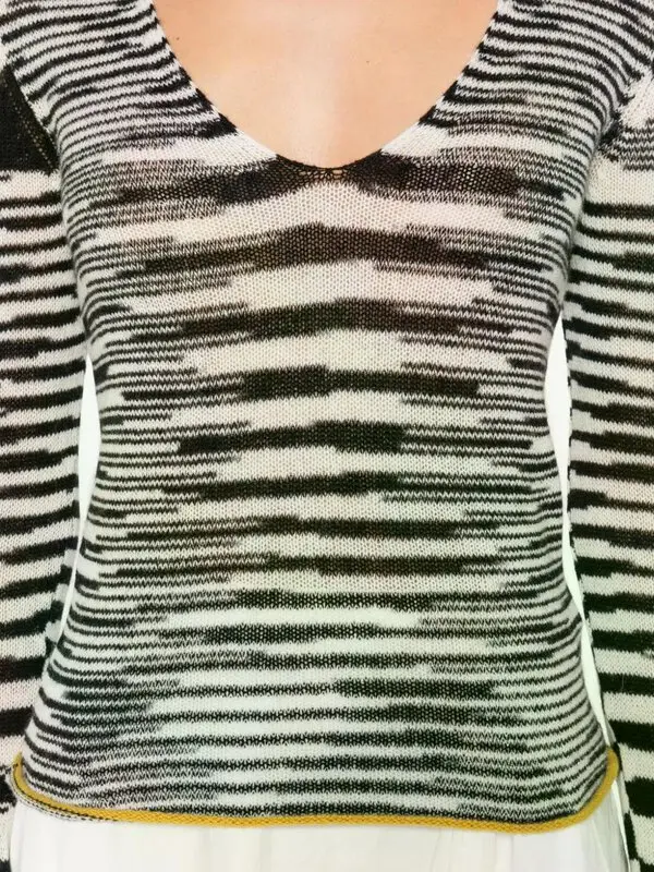 Missoni Striped V-neck Sweater - Black