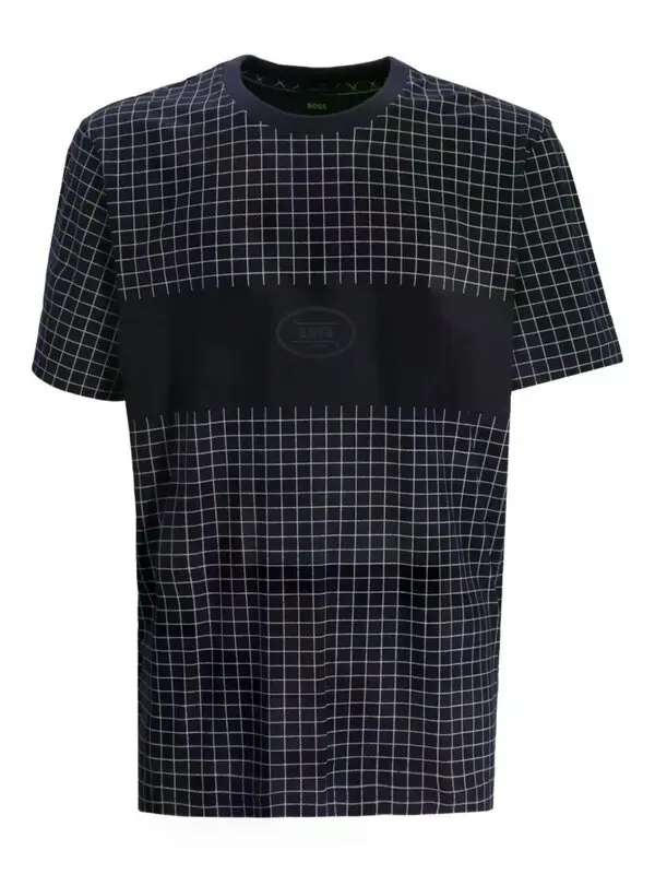 BOSS Grid-pattern Panelled T-shirt - Black