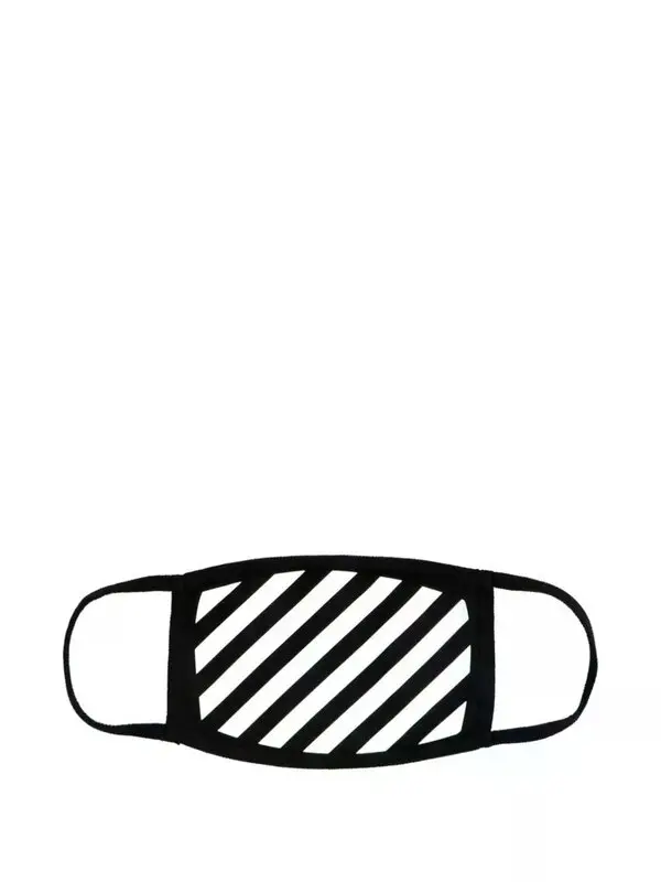 Off-White Diagonal-striped Cotton Mask
