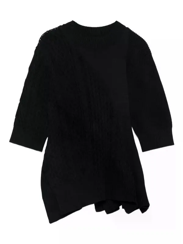 Sacai Cable-knit Flared Top - Black