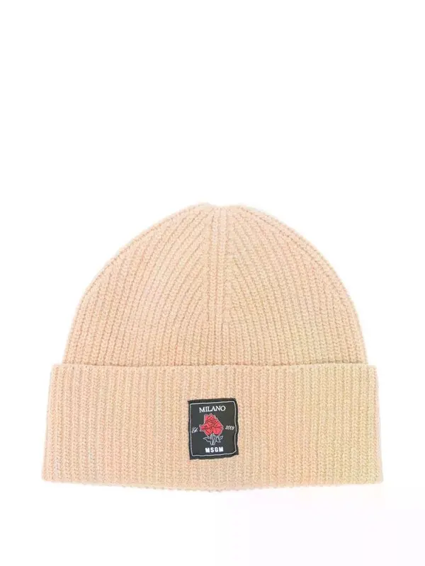 MSGM Logo-patch Beanie - Neutrals