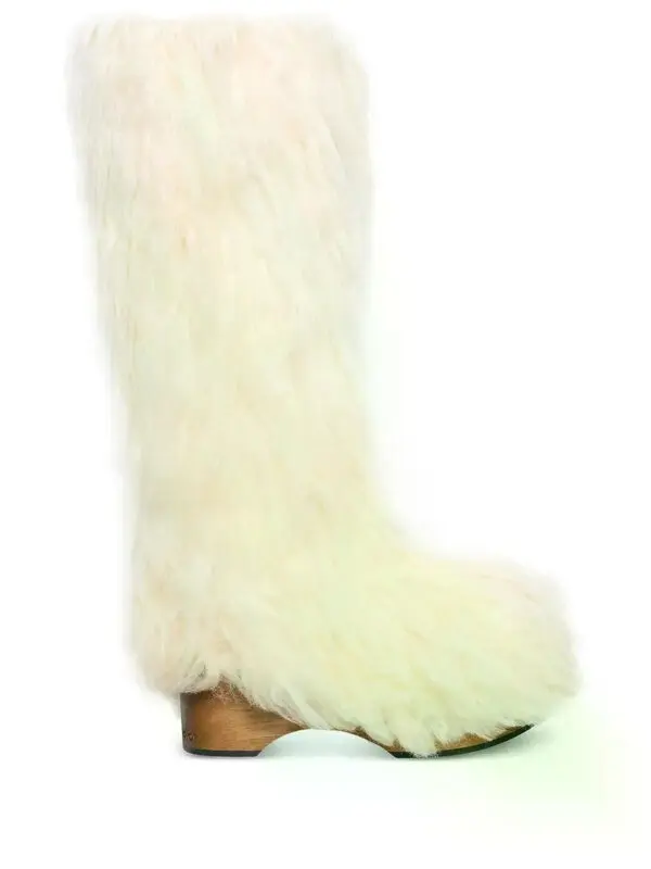 Acne Studios Furry Clog Boots In White - 40% Off | Editorialist
