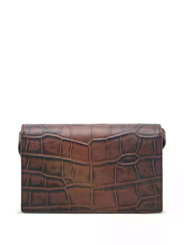 Emporio Armani Crocodile-embossed Leather Shoulder Bag - Brown