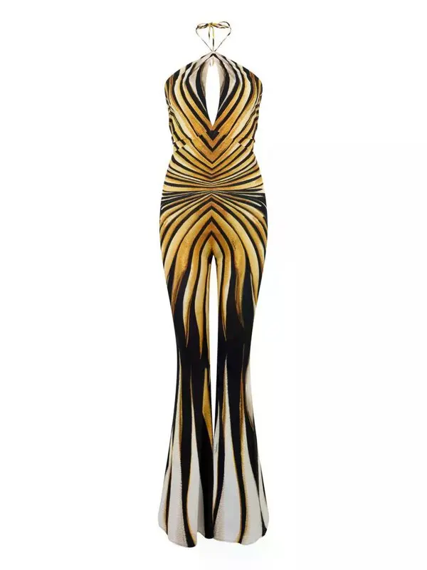Roberto Cavalli Halter-neck Flared Jumpsuit - Yellow