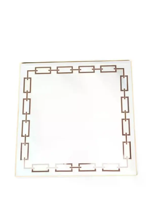GINORI 1735 Chain-border Square Tray - White