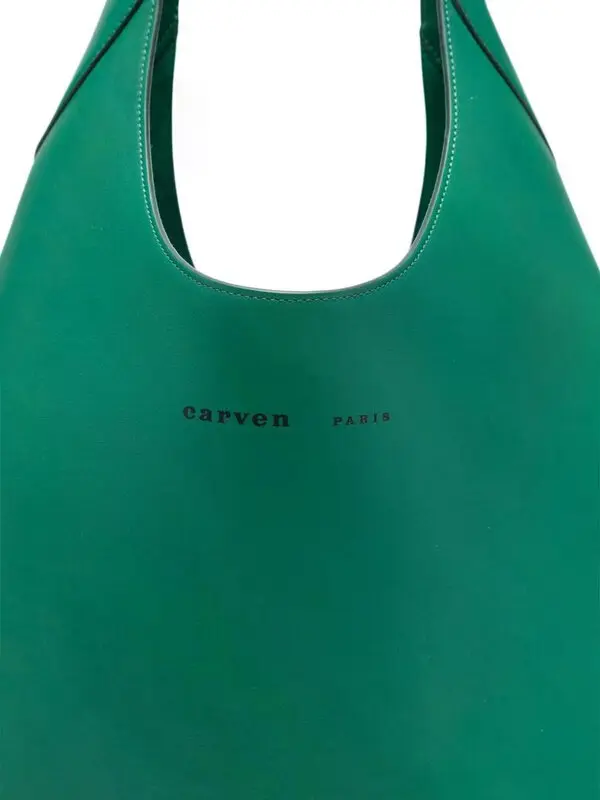Carven Tommaso Leather Tote Bag - Green