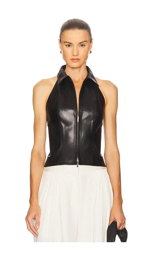 Cult Gaia Jill Leather Halter Top