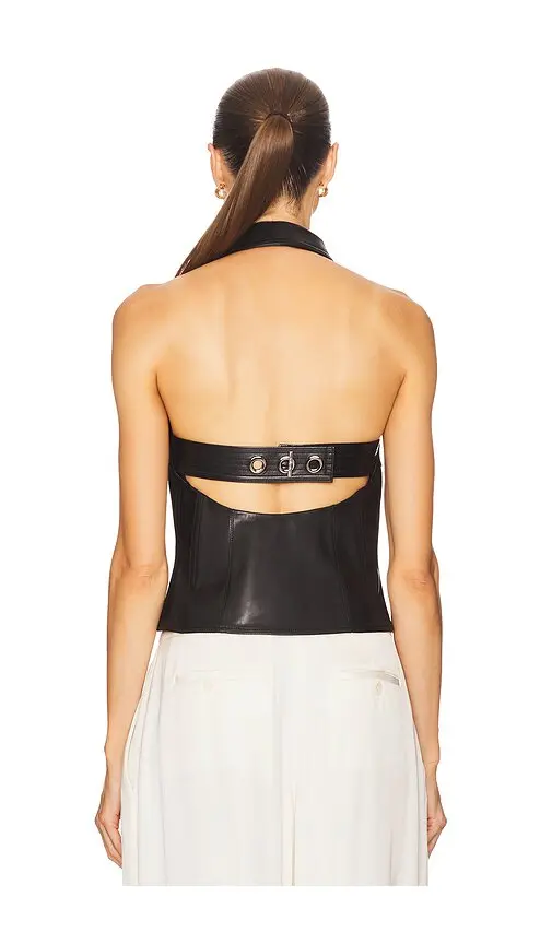 Cult Gaia Jill Leather Halter Top