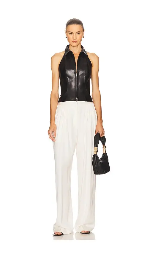 Cult Gaia Jill Leather Halter Top