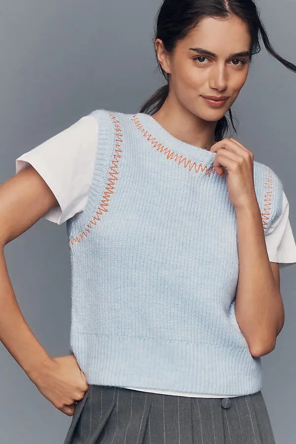 PILCRO Twofer Zig-zag Sleeveless Sweater