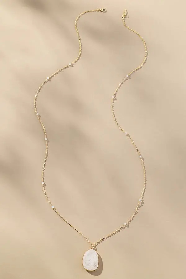 Anthropologie Stone Pendant Necklace - Clear