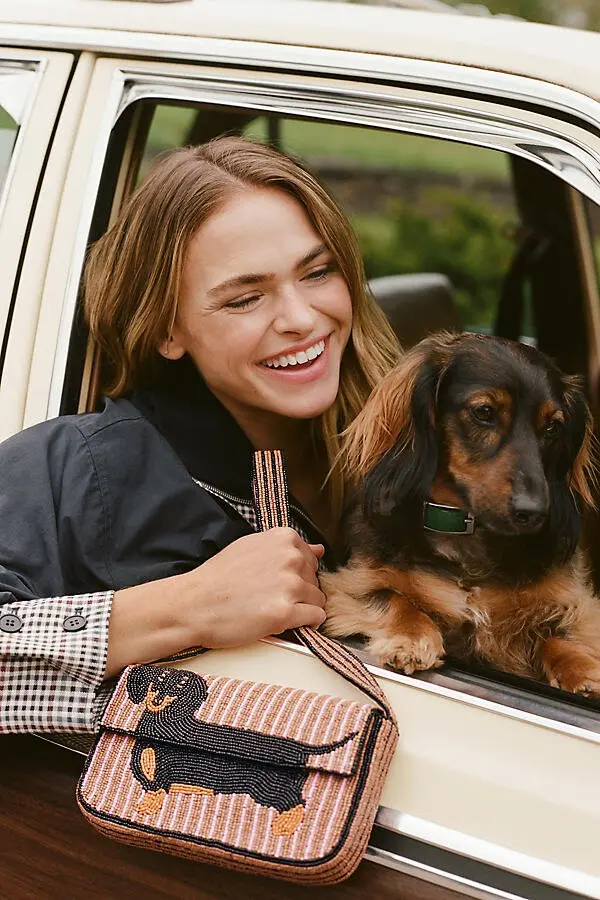 Anthropologie Fiona Beaded Animal Bag - Dachshund