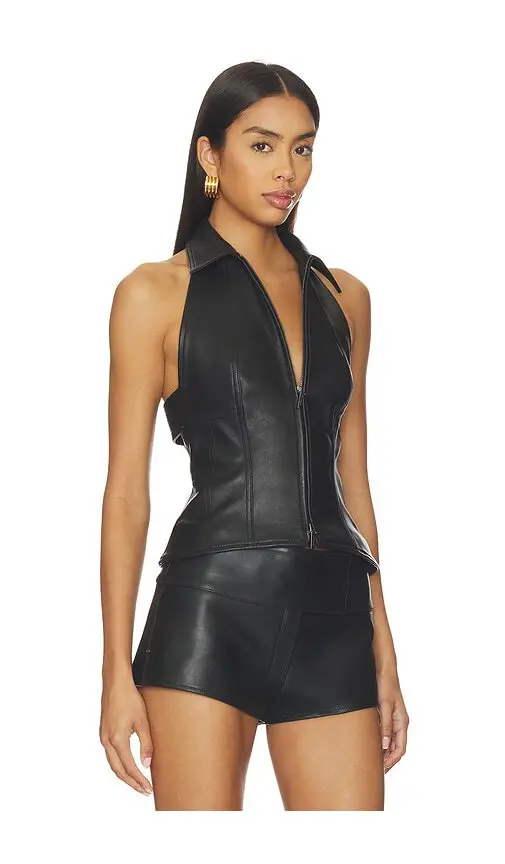 Cult Gaia Jill Leather Halter Top