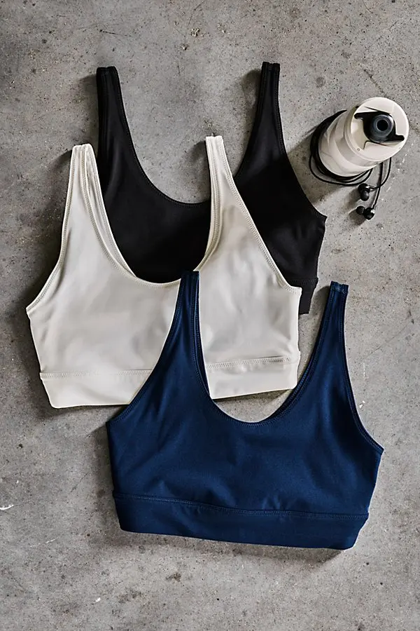 Free People Win Win Scoop Neck Sports Bra - Midnight Navy